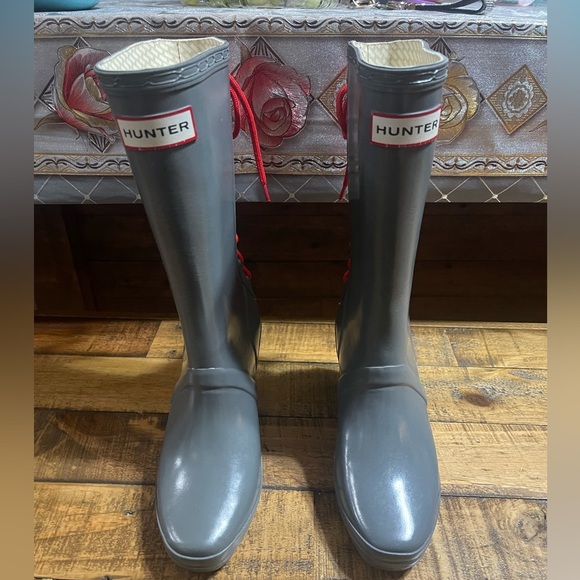 Hunter | Shoes | Hunter Lace Up Gray Boots | Poshmark